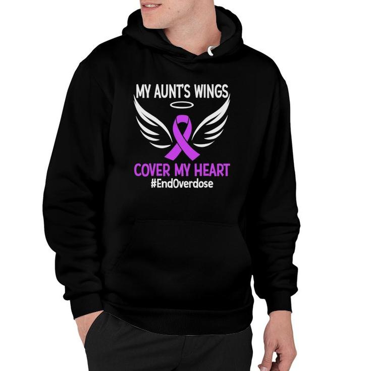 End Overdose My Aunt's Wings Cover My Heart Purple Ribbon Hoodie | Mazezy