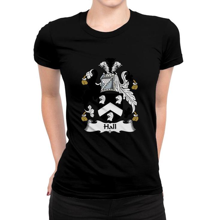 Hall Family Crest Coat Of Arms British Family Crests Women T-shirt ...