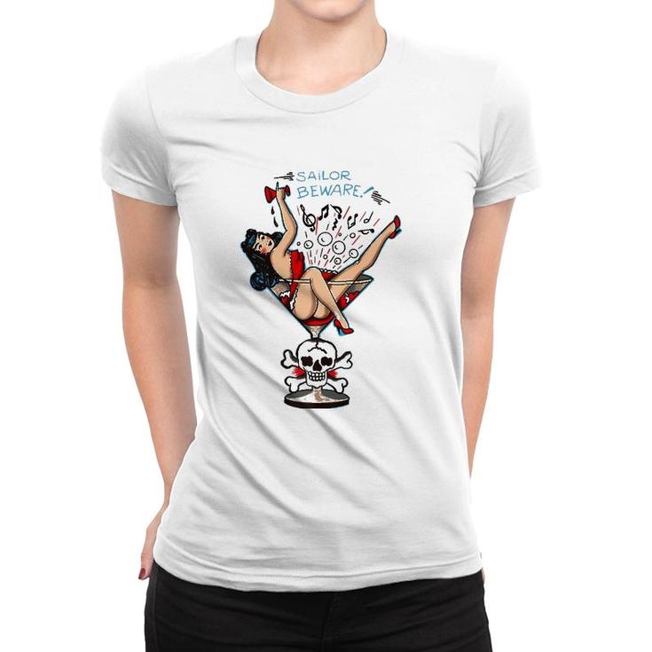 Vintage “Sailor Beware” Pin Up Girl In Martini Glass Tattoo Premium ...