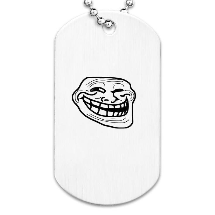 Internet Troll Meme Big Smiley Face Dog Tag | Mazezy
