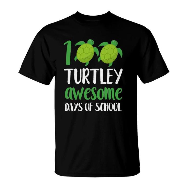 100 Turtley Awesome Days Cool Turtle 100Th Day Of School T-Shirt | Mazezy