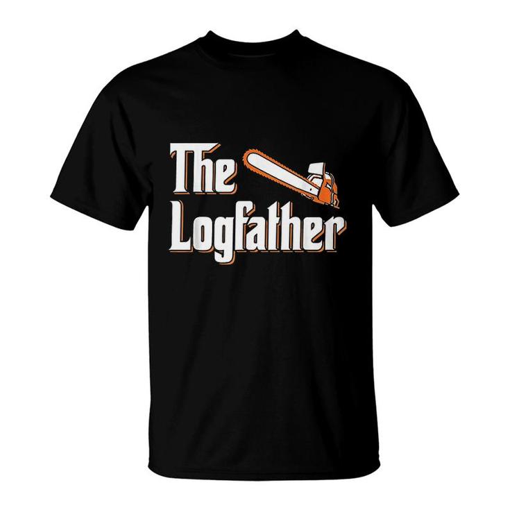 Mens The Logfather Lumberjack Chainsaw Logger Woodsman T-Shirt | Seseable