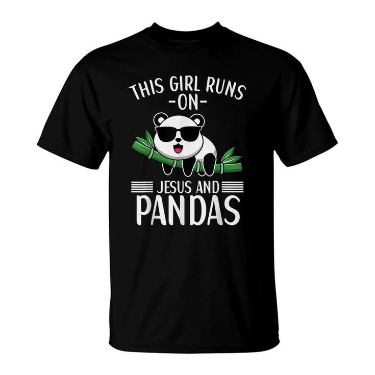 This Girl Runs On Jesus And Pandas Panda Bear Lover For Kids T-Shirt ...