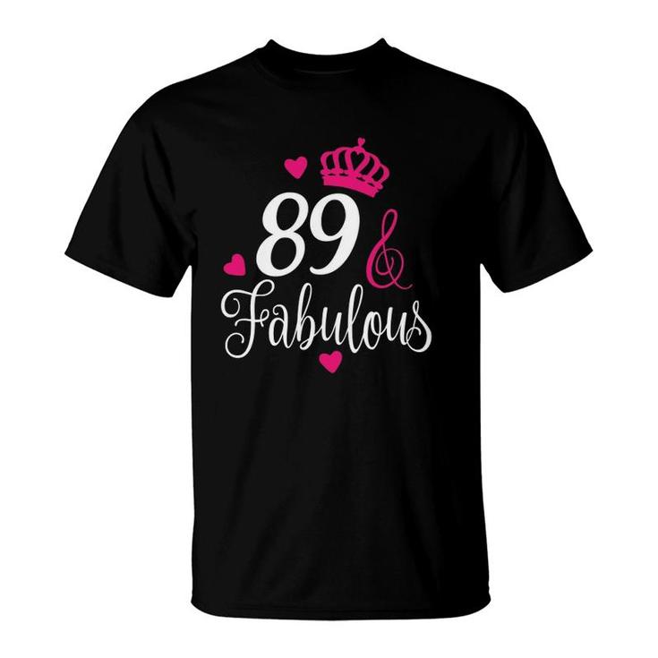 89 And Fabulous - 89 Years Old Party Celebration T-Shirt | Mazezy