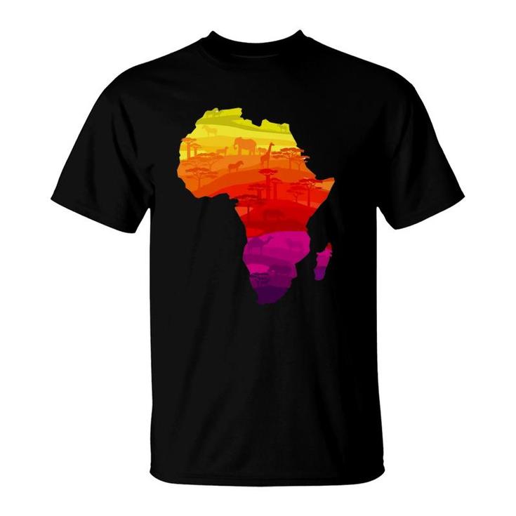 African Plains Colored Traditional African Map Design T-Shirt | Mazezy