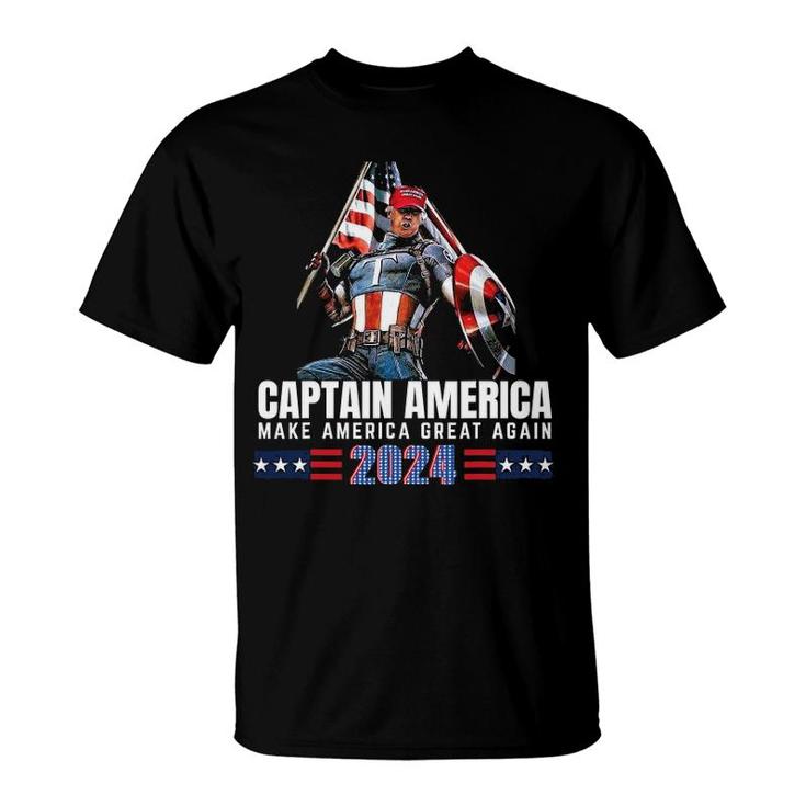 Again American Captain Trump 2024 Make America Great Funny T-Shirt | Mazezy