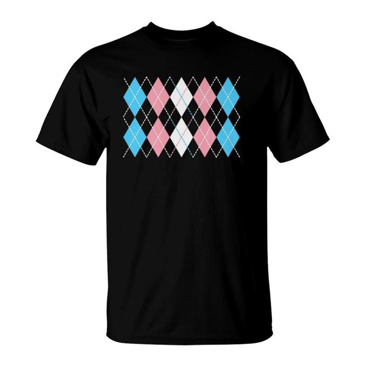 Argyle Print Trans Pride Aesthetic Lgbtq Transgender T-Shirt | Mazezy