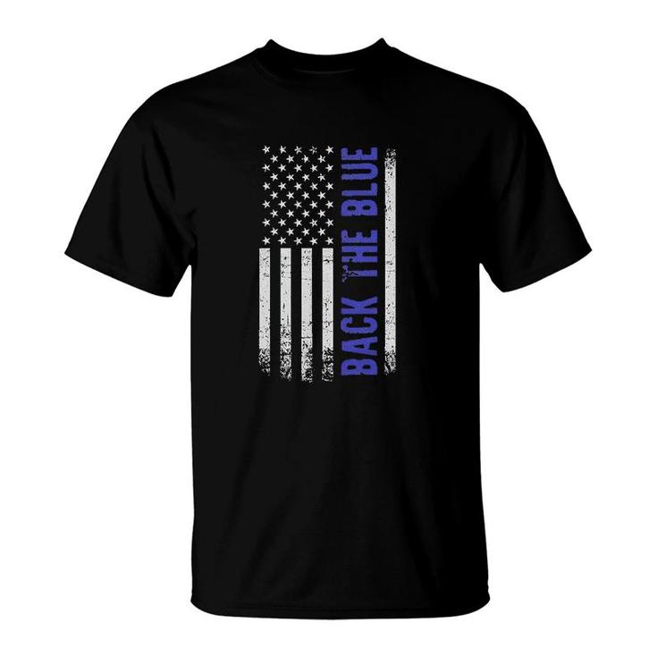 Back The Blue American Flag T-Shirt | Mazezy