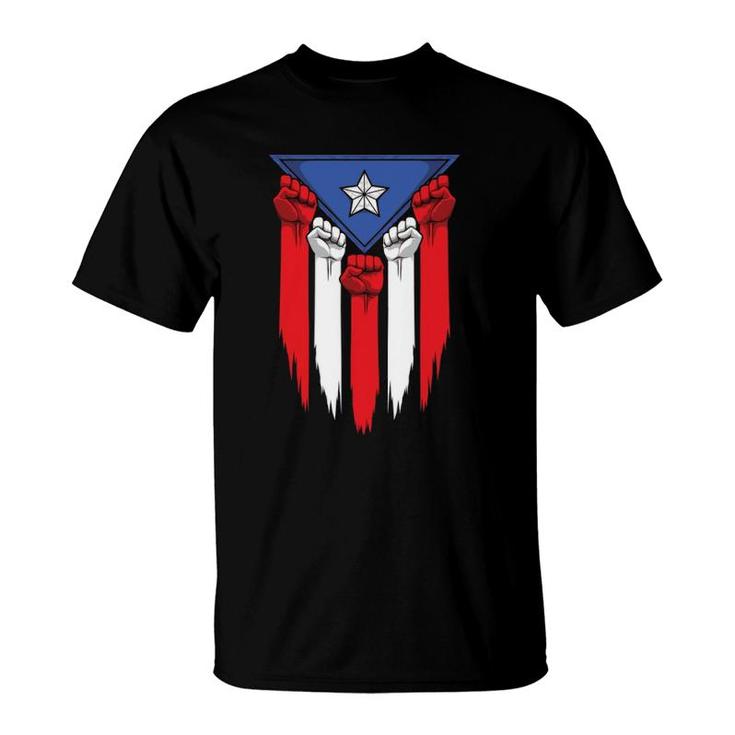Boricua Fists Puerto Rico Flag Proud Puerto Rican T-Shirt | Mazezy