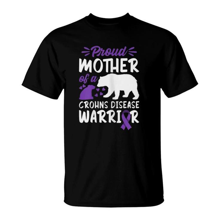 Brave I Mother I Crohn's Ibd Awareness Ribbon & Bear T-Shirt | Mazezy