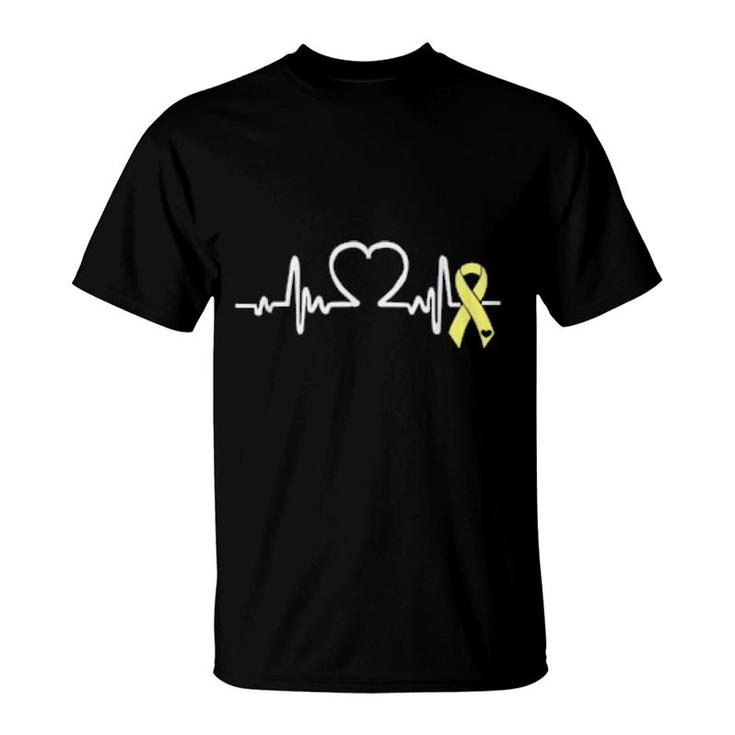 Endometriosis Awareness Month Endo Warrior Yellow Ribbon T-Shirt | Mazezy