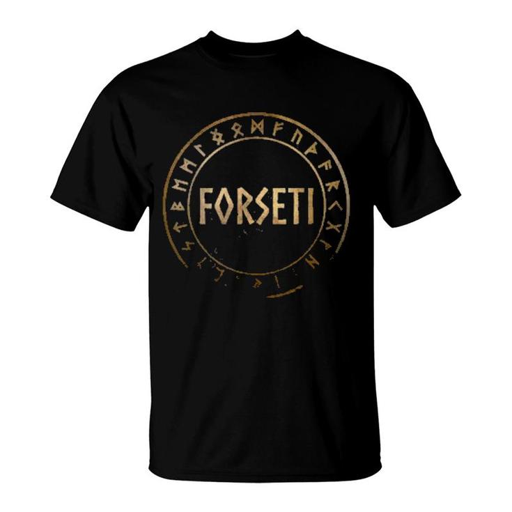 Forseti Norse God With Viking Runes T-Shirt | Mazezy