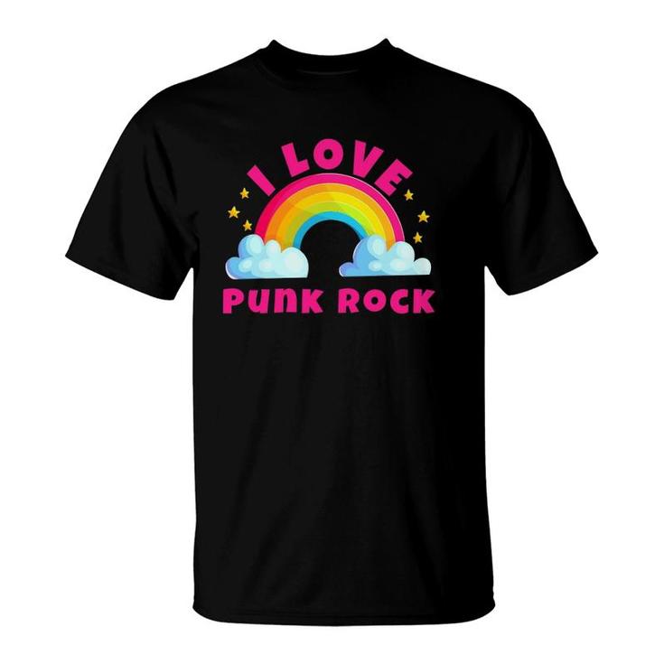 I Love Punk Rock Sarcastic Rainbow Funny Retro Punk Rock T-Shirt | Mazezy