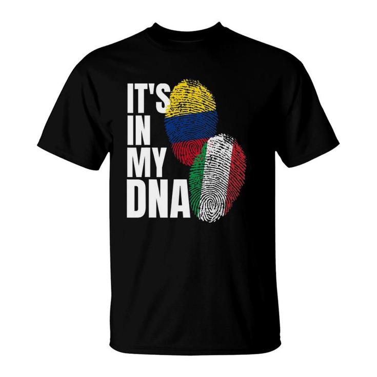 Italian And Colombian Dna Mix Flag Heritage T-Shirt | Mazezy