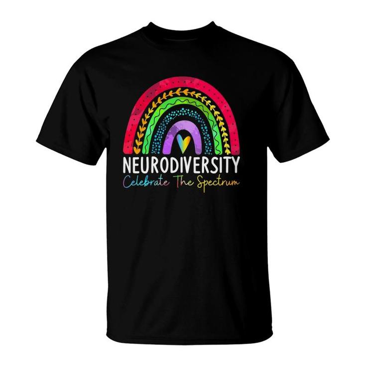 Neurodiversity Autism Spectrum Asd Adhd Rainbow Boho T-Shirt | Mazezy