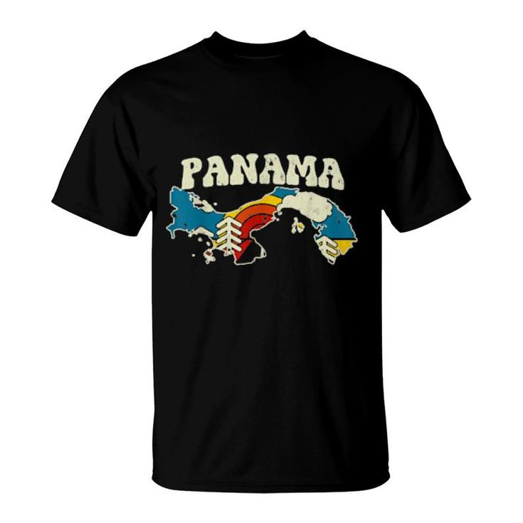 Panama Vintage Panamanian Country Rainbow Retro 70S Map Long Sleeve T ...