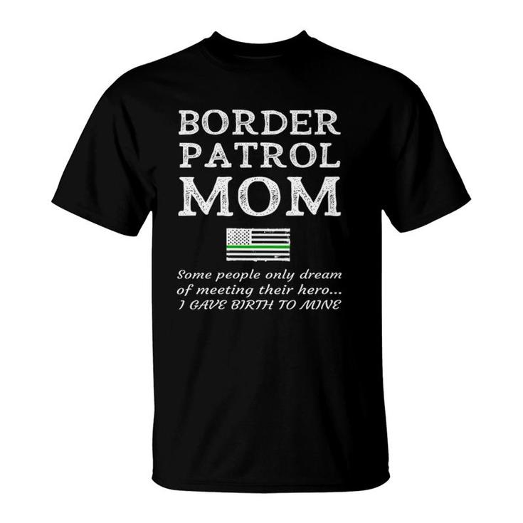 Proud Border Patrol Mom Mother Thin Green Line American Flag T-Shirt ...
