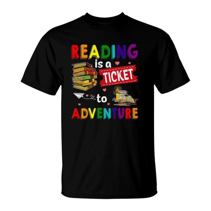 Reading Ticket Adventure Library Teacher Student Book Lovers T-Shirt ...
