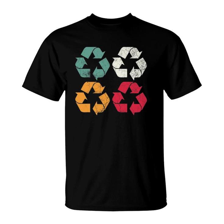 Recycling Symbol Recycle Earth Day Retro Vintage Tee T-Shirt | Mazezy