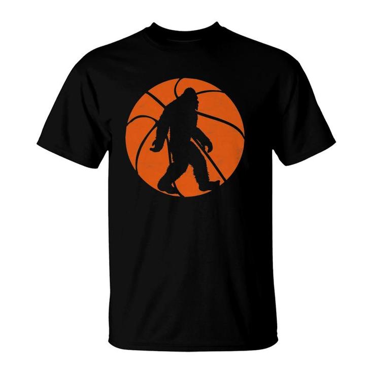 Sasquatch Basketball Bigfoot Distressed 80S Minimalist T-Shirt | Mazezy