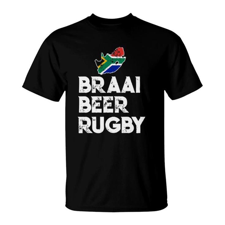 South African Braai Beer Rugby Flag Patriotic T-Shirt | Mazezy