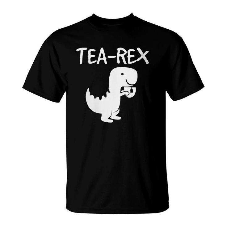 Womens Tea Rex Dinosaur Drinking Tea Tyrannosaurus Joke T-Shirt | Mazezy