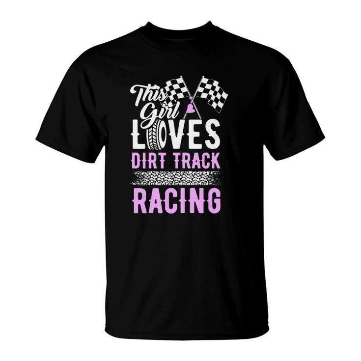 Womens This Girl Love Dirt Track Racing Car Race Flag Sprint T-Shirt ...
