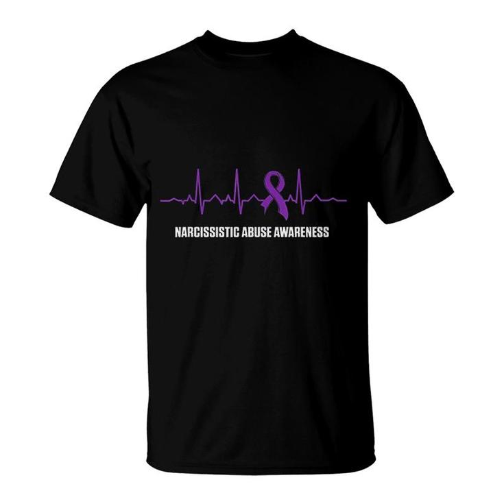 World Narcissistic Abuse Awareness Heartbeat Survivor T-Shirt | Mazezy