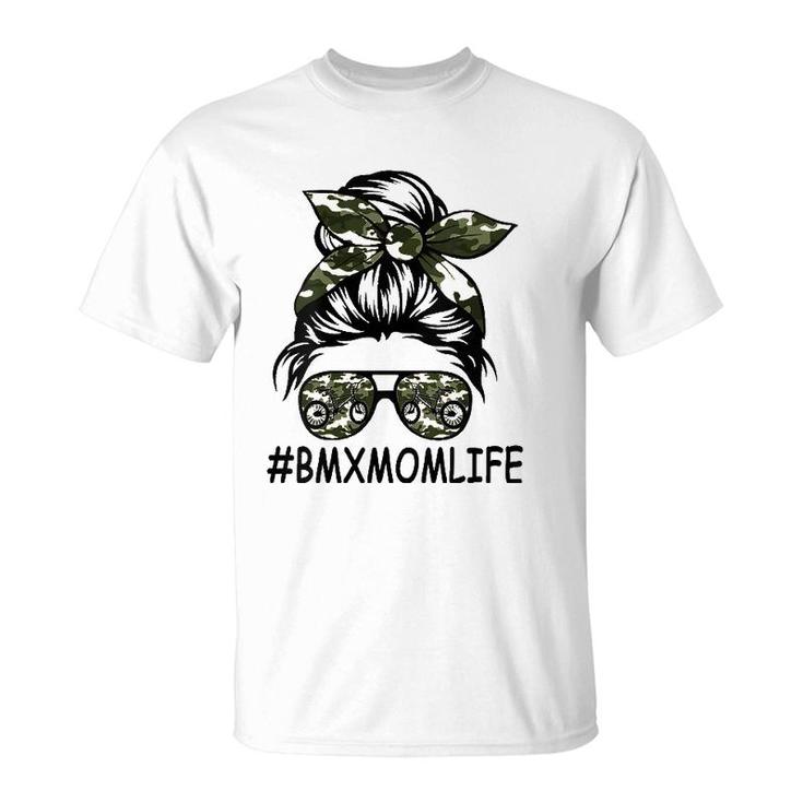 Bmx Mom Life Mother's Day Messy Bun T-Shirt | Mazezy