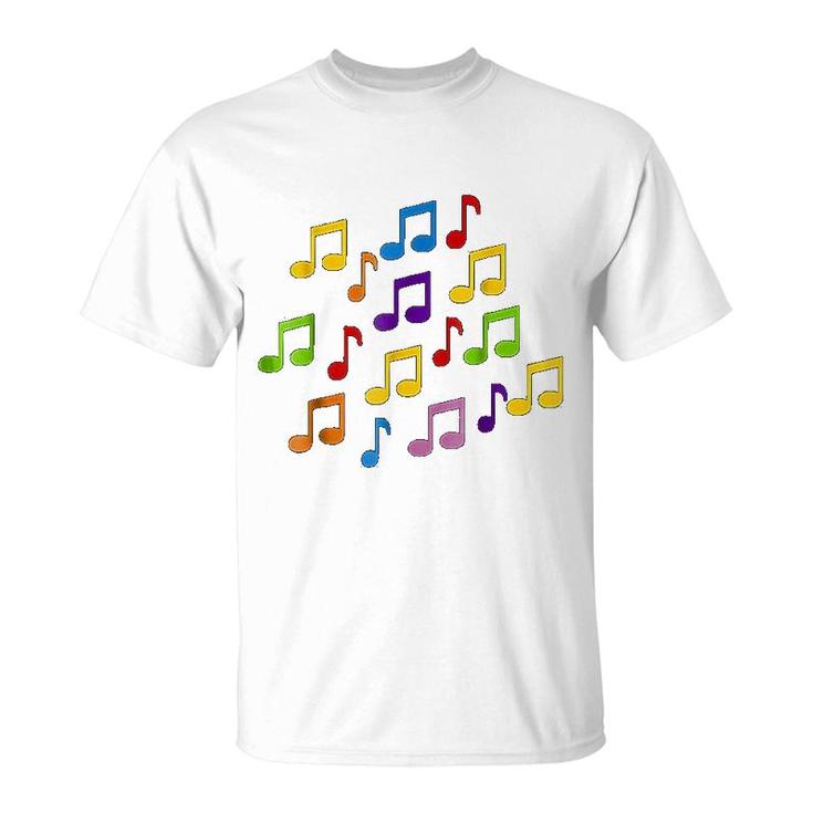 Colored Music Notes T-Shirt | Mazezy