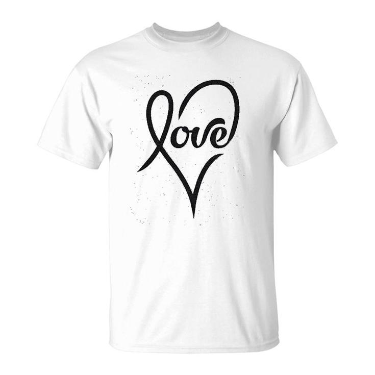 Love Cursive Heart Design T-Shirt | Mazezy