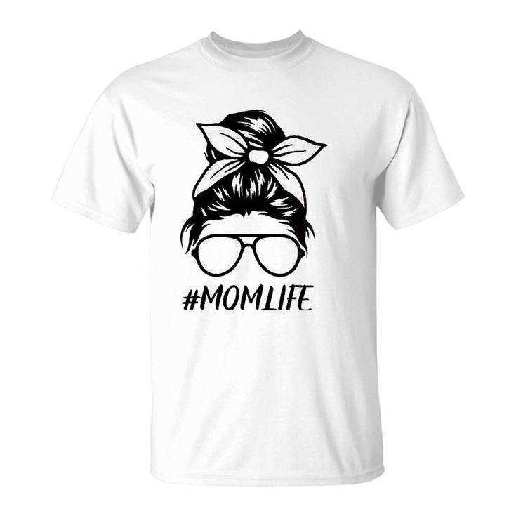 Mom Life Messy Hair Bun Women Mom Daughter Matching T Shirt Mazezy