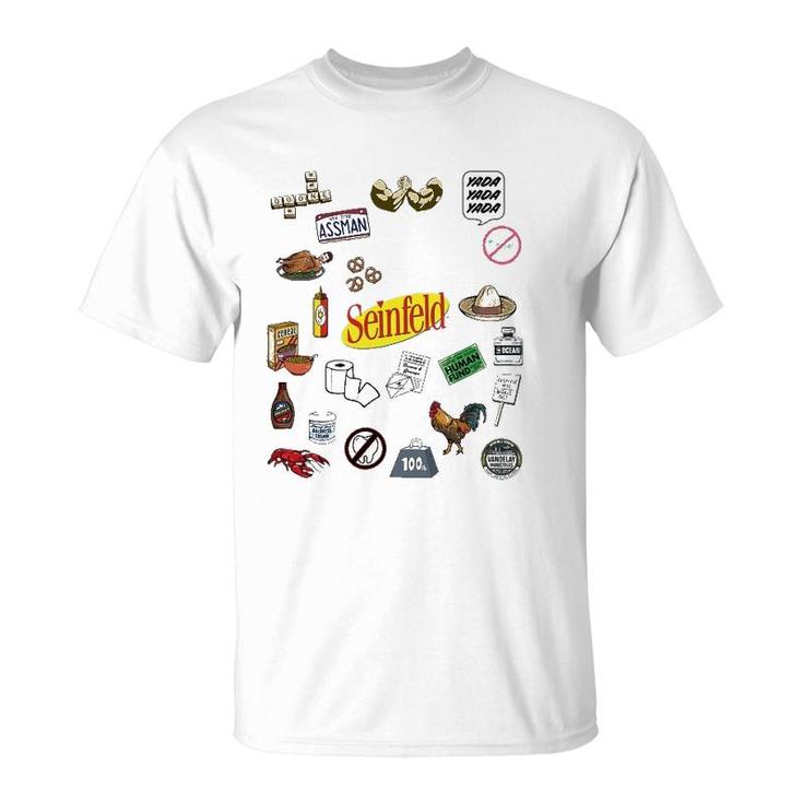Seinfeld Inside Joke Prop Collage T-Shirt | Mazezy